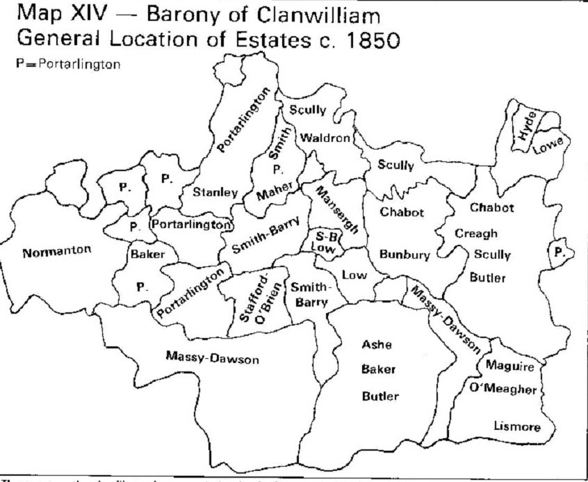Map of Estates in Clanwillliam 1850, Cropped location - Creaghe Family ...